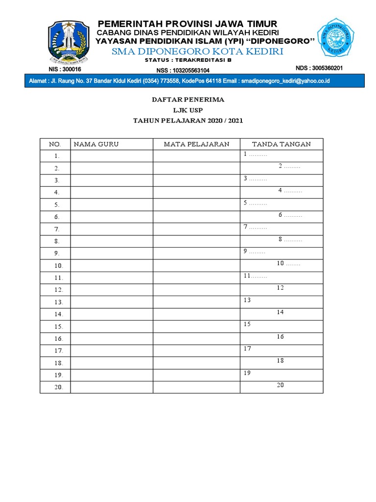 Daftar Penerima LJK Usp Pat | PDF