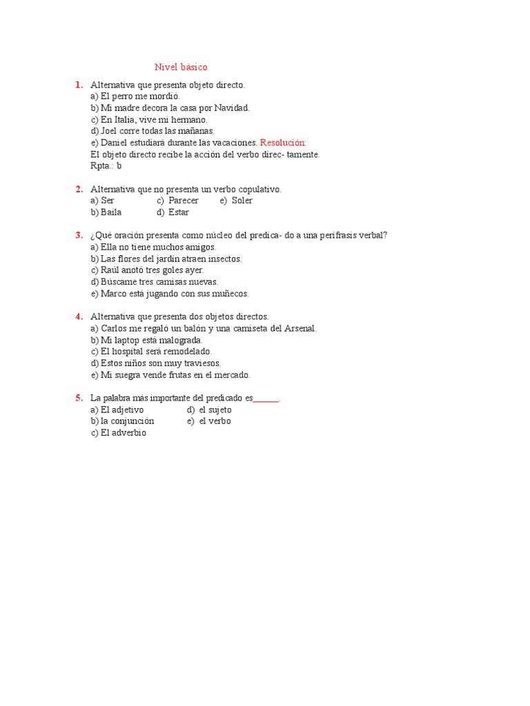 Ejercicios sobre objeto directo e indirecto | PDF
