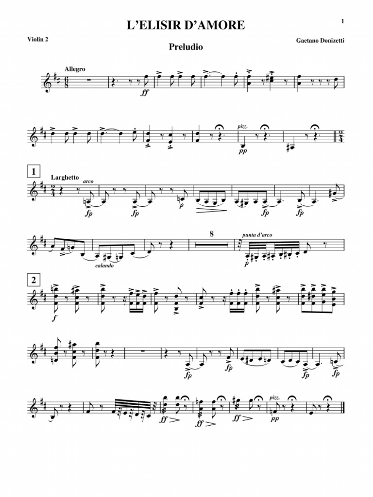 IMSLP717762-PMLP30566-Donizetti L'Elisir D'amore - Violins II | PDF