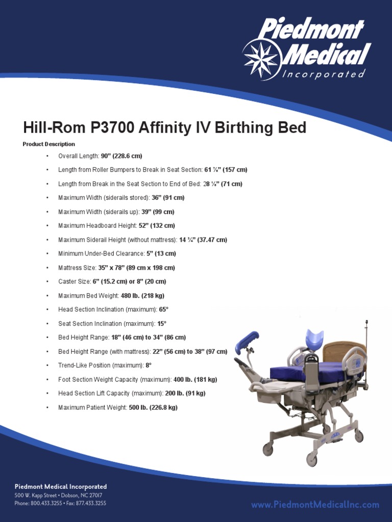 Hill-Rom Affinity IV Birthing Bed P3700 Brochure | PDF