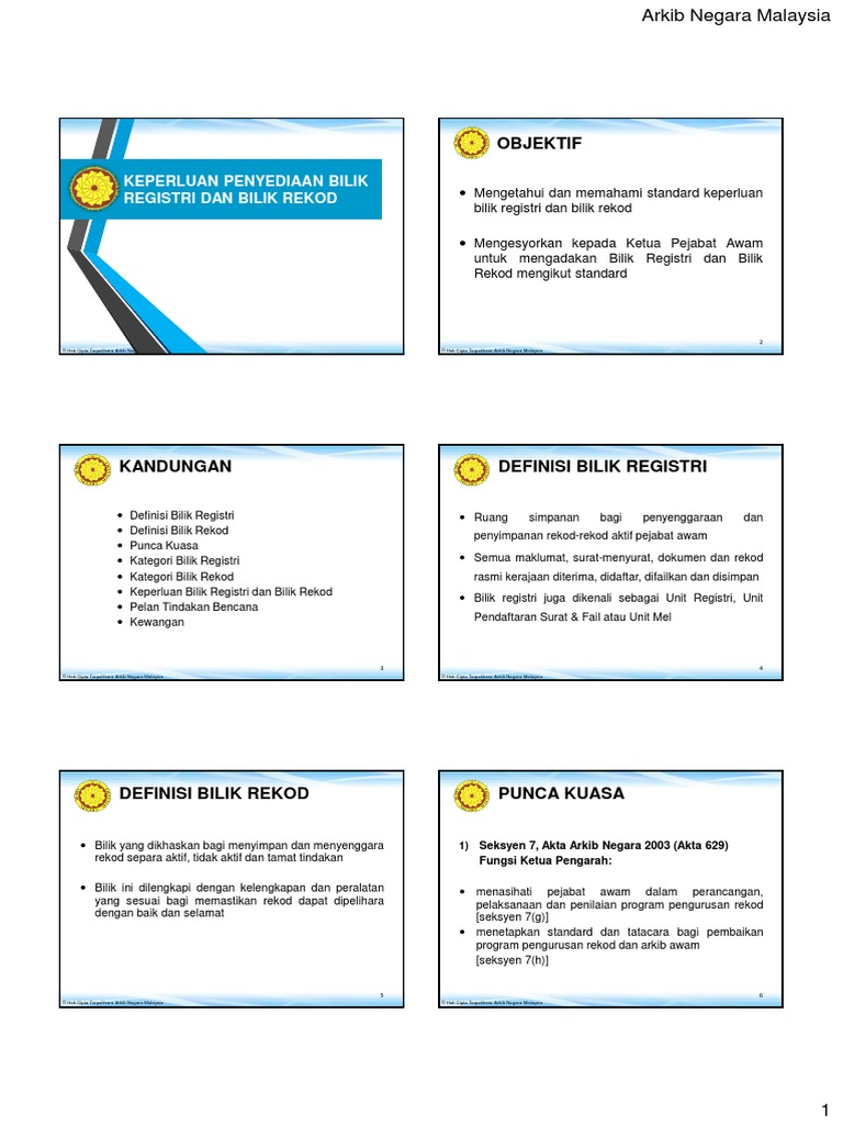 Keperluan Bilik Registri Dan Bilik Rekod | PDF