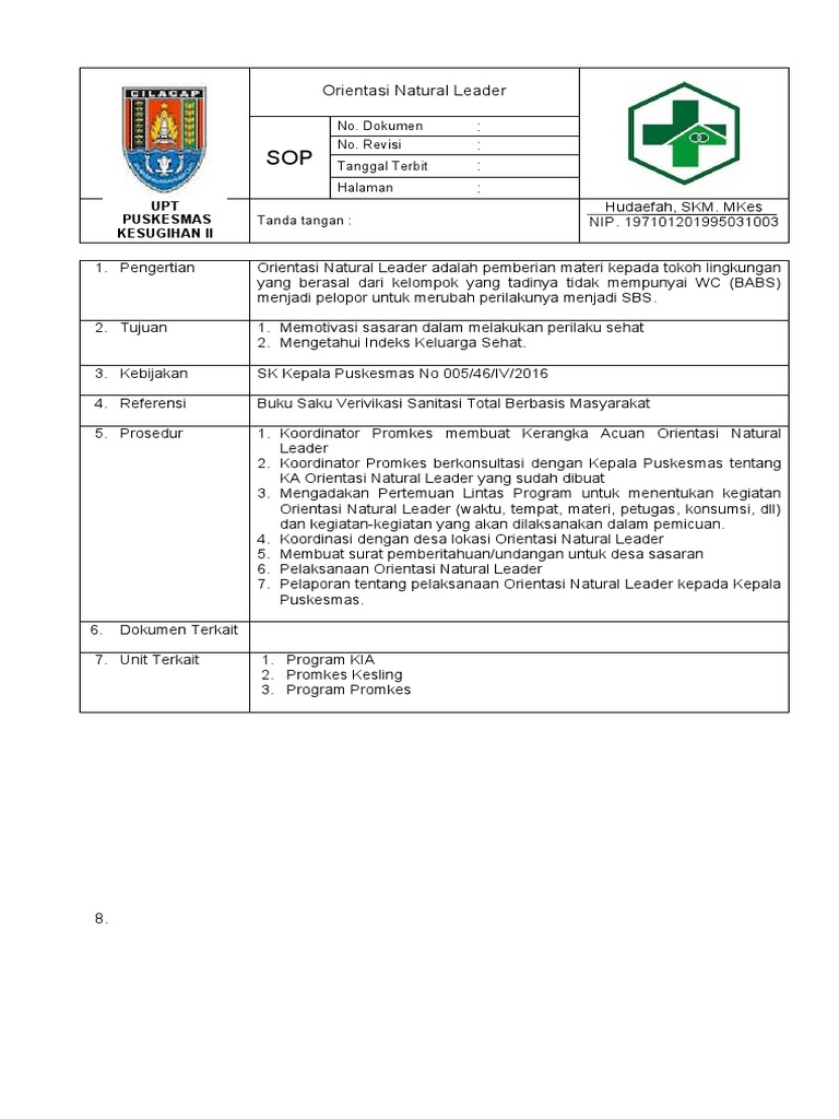 SOP Orientasi Natural Leader | PDF