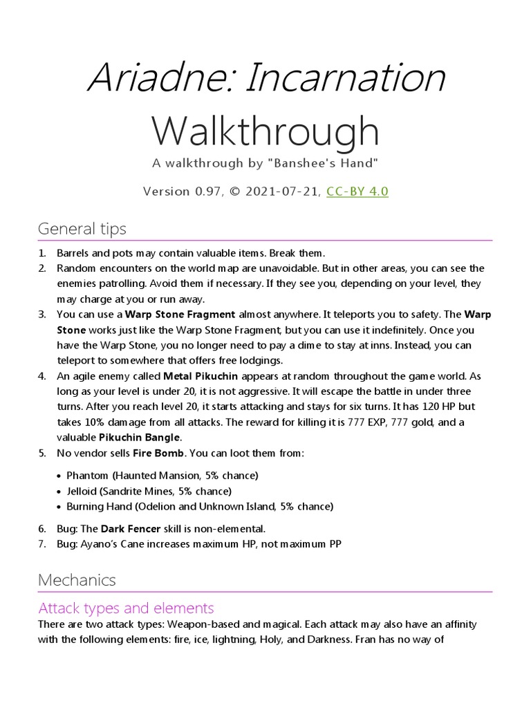 Ariadne - The Incarnation, Guide | PDF | Alchemy | Fires