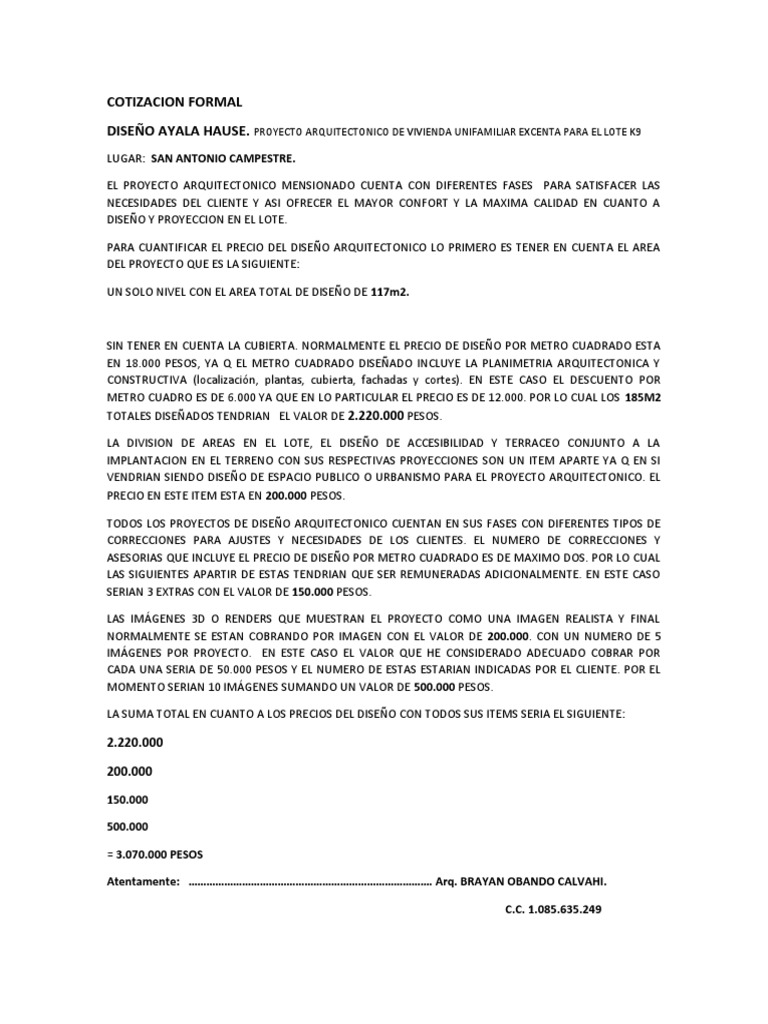 Cotizacion Formal | PDF