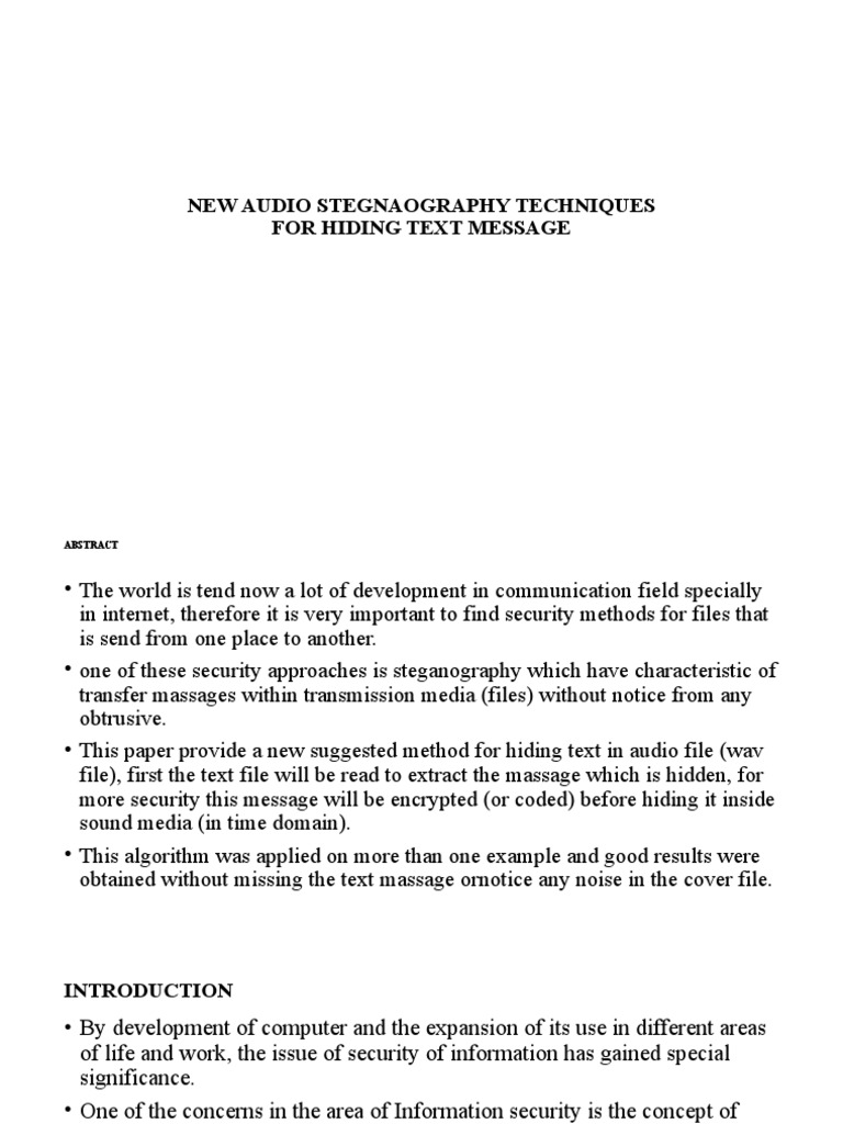 Audio Stegnography-Presentation1 | PDF | Information Technology Management | Cryptography