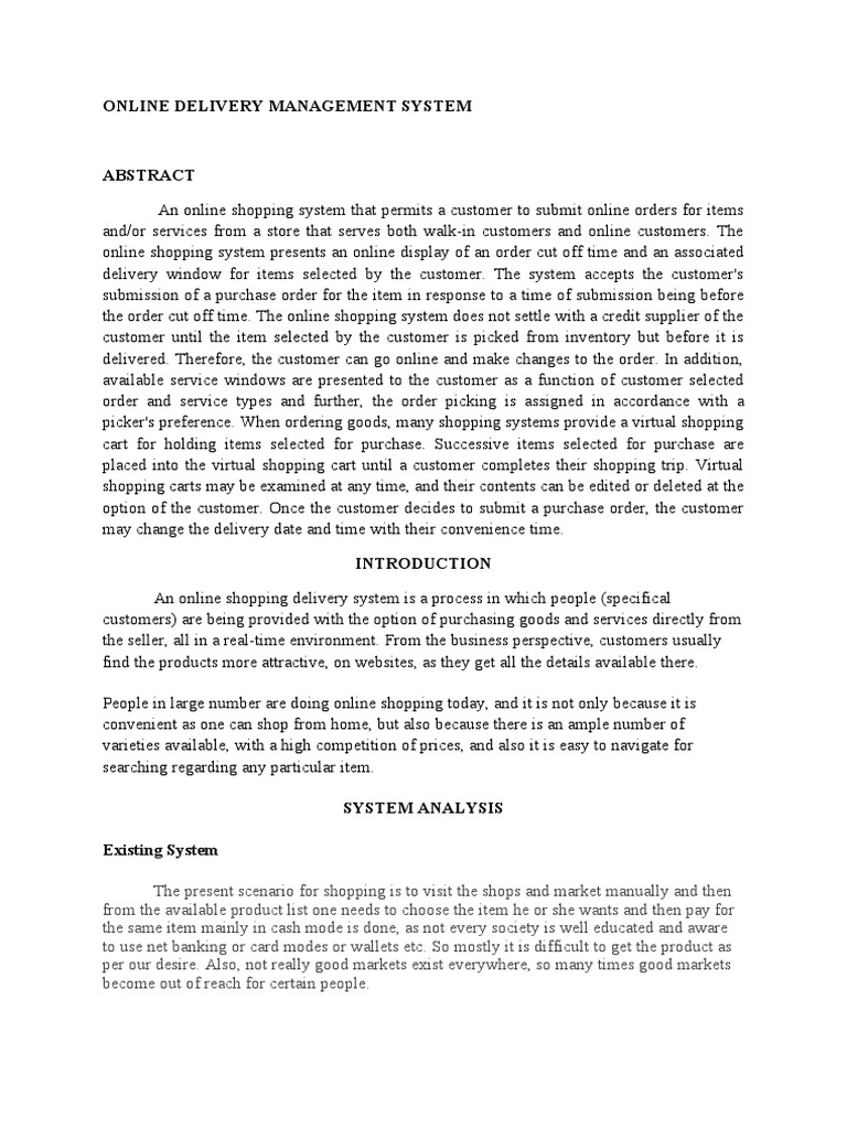 29 Online Delivery Management System Pdf Online Shopping Customer