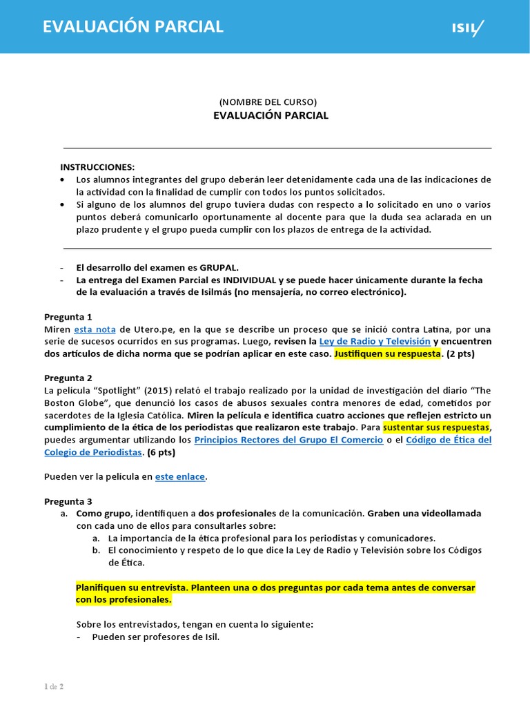 Examen Parcial 2022-20 | PDF | Prueba (evaluación)