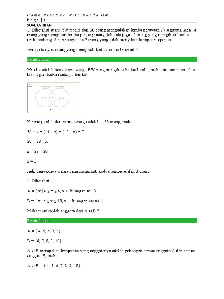 Kumpulan Soal Himpunan | PDF