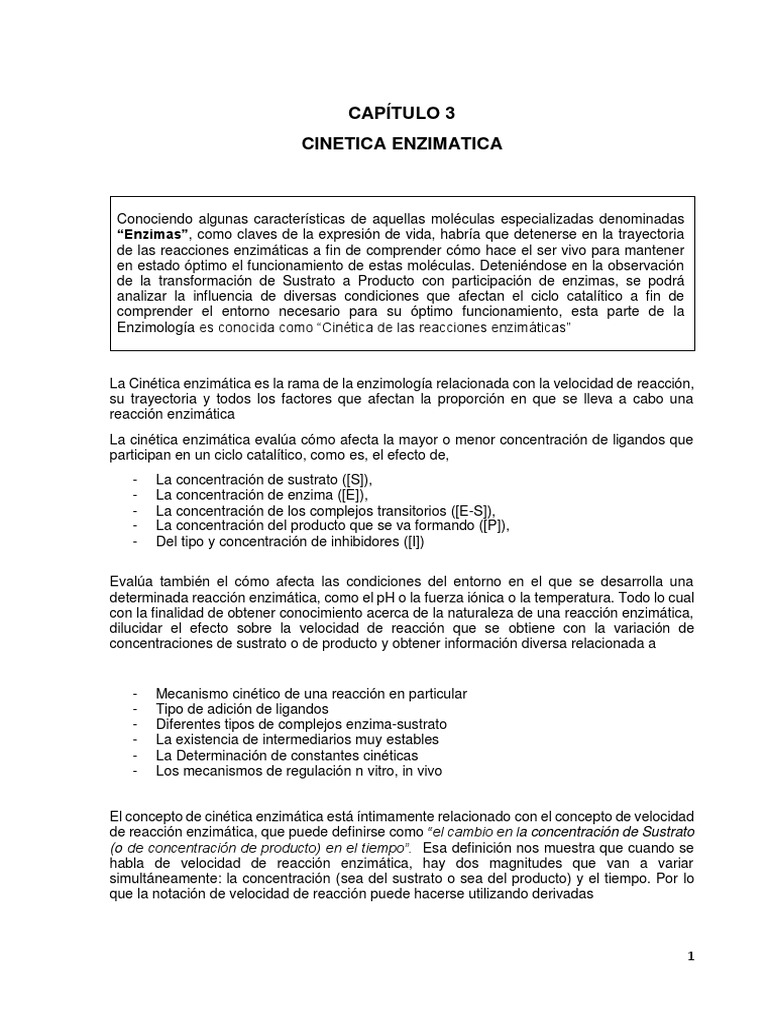 Fundamentos de Cinética Enzimática | PDF
