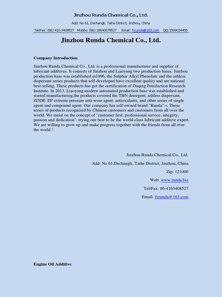 RUNDA | PDF | Motor Oil | Ester