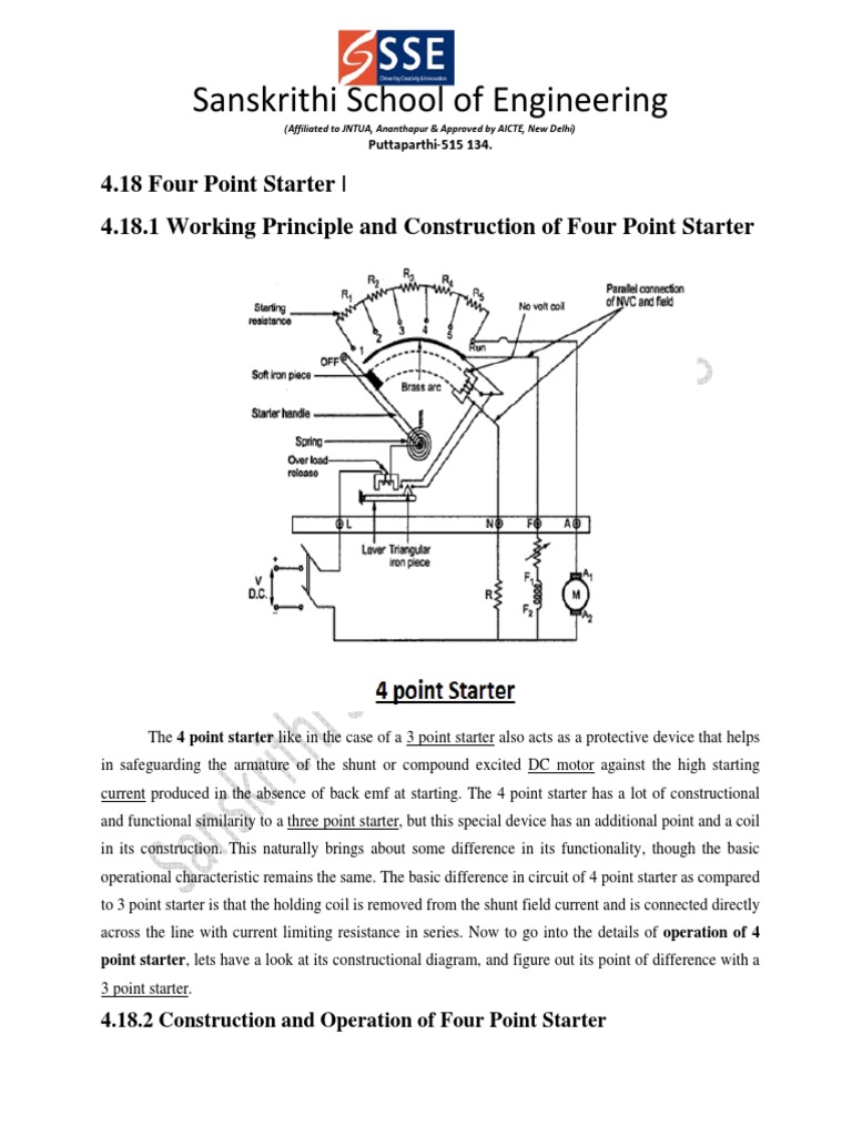 4 - Point Starter | PDF | Inductor | Electric Motor