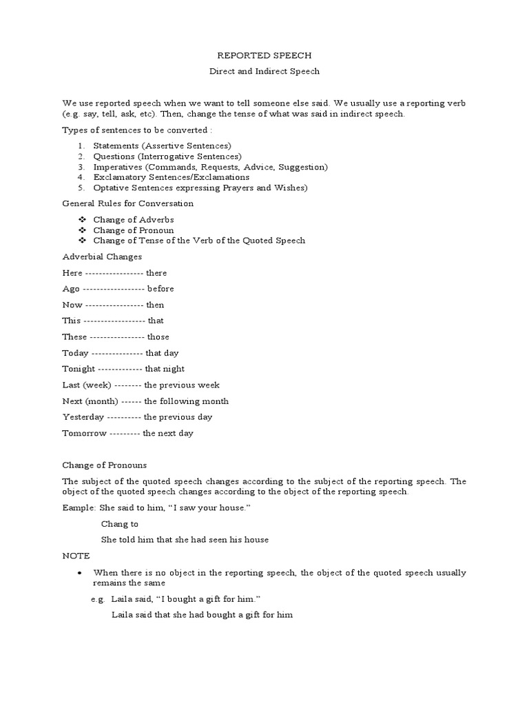 Reported Speech | PDF