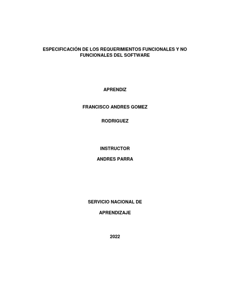Especificacion de Los Req | PDF | Contraseña | Software