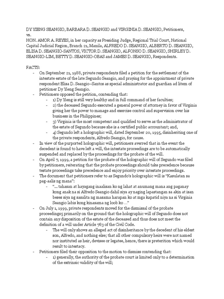 Seangio V Reyes, GR 140372-72, November 27, 2006 | PDF