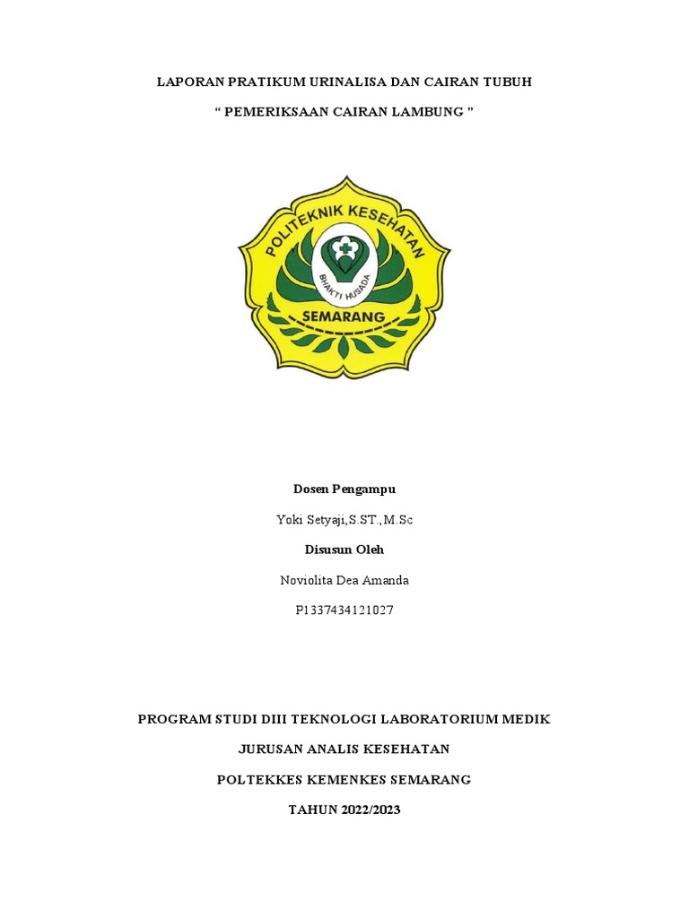 Pemeriksaan Cairan Lambung dalam Urinalisa | PDF | Sains & Matematika