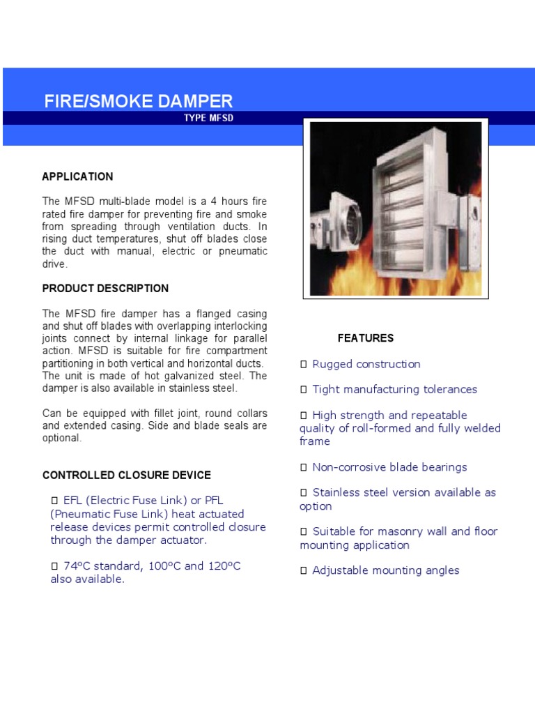 Ace Air - Motorized Fire Smoke Dampers (Model MFSD) | PDF