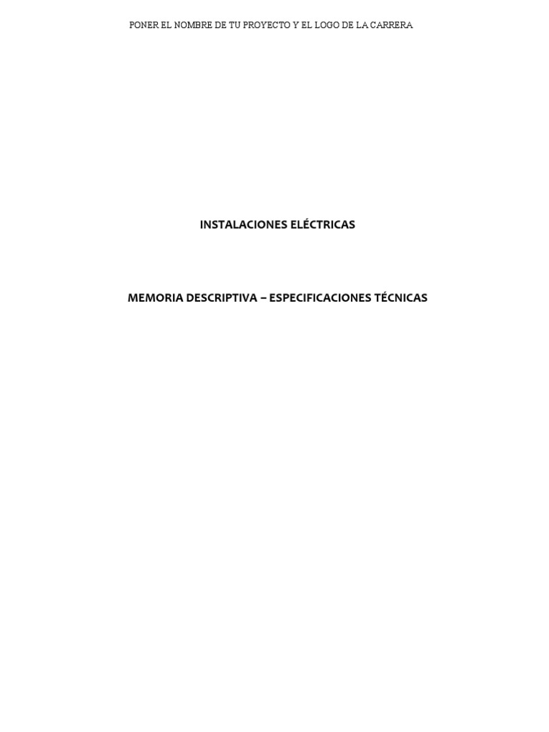 Memoria Descriptiva Electricas | PDF | Enchufes y tomas de corriente alterna | Tornillo