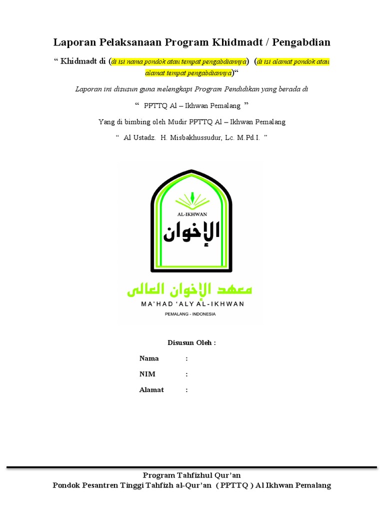 Contoh Laporan Pelaksanaan Program Khidmadt Atau Pengabdian Tahun 2021 | PDF