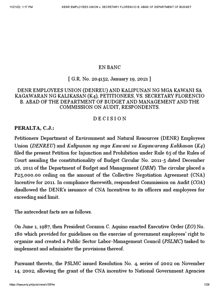 DENR Union vs. Budget Circular Limits | PDF | Certiorari | Writ Of ...