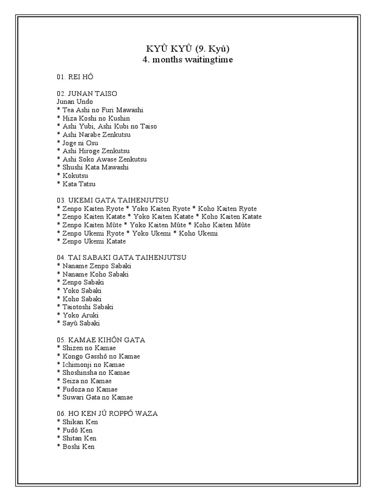 Comprehensive Guide to Kyû Kyû Techniques | PDF | Travel
