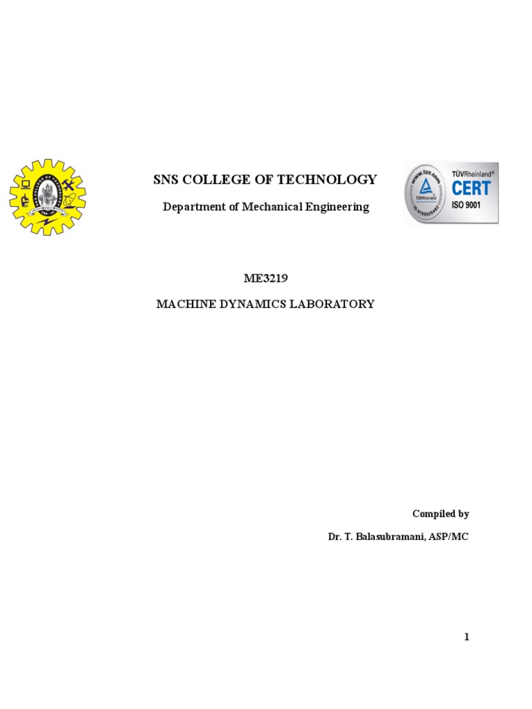 DoM Lab Manual - Cycle I | PDF | Gyroscope | Rotation Around A Fixed Axis