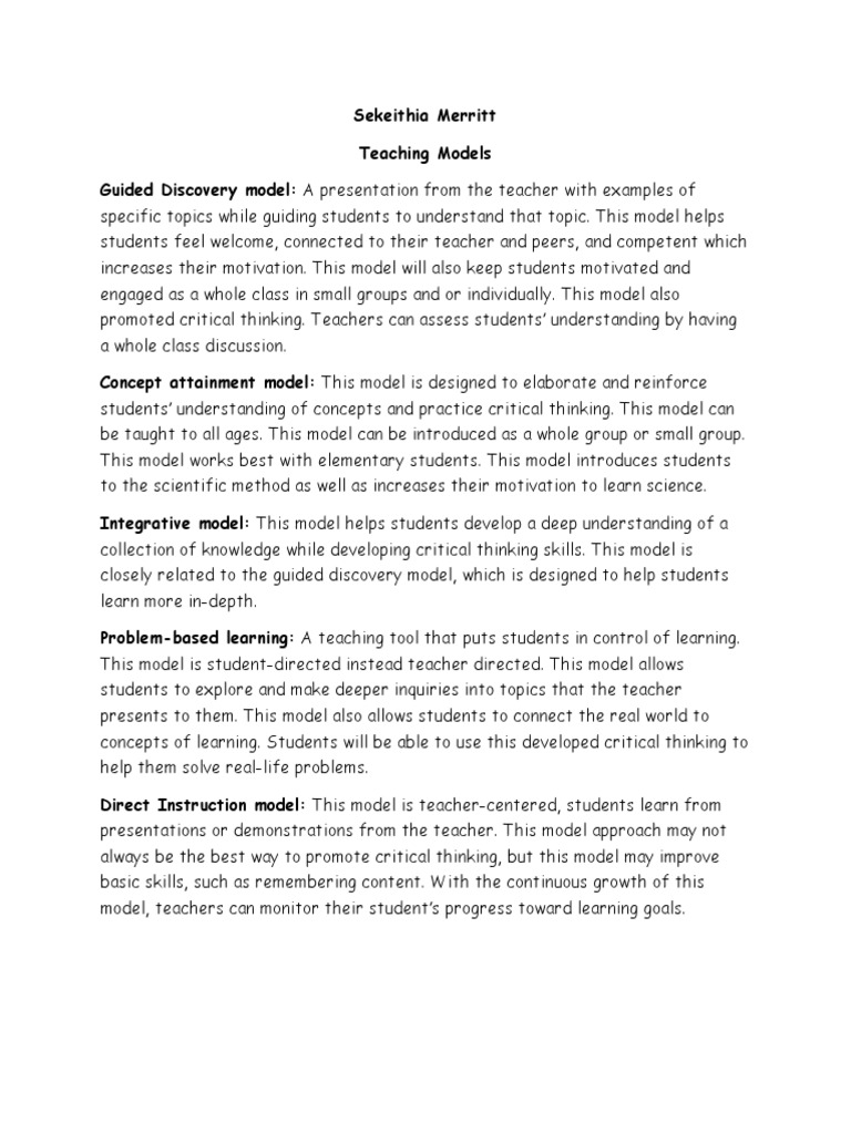 Effective Teaching Models Explained | PDF | Teaching Method | Learning