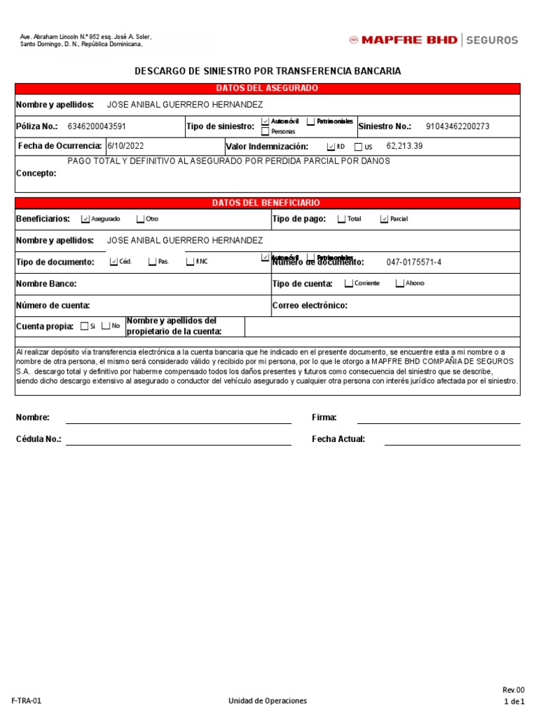 Indemnizacion Pdf Póliza De Seguros Dinero