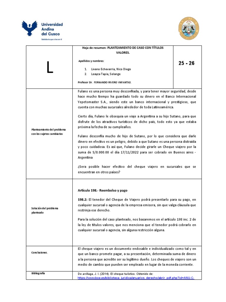 Ficha de Casos Con Titulos | PDF | Cheque | Bancos