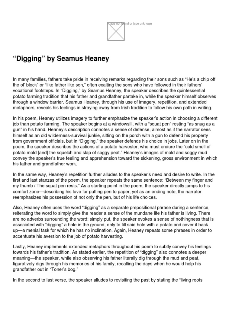 "Digging" by Seamus Heaney | PDF | Poetry | General Fiction