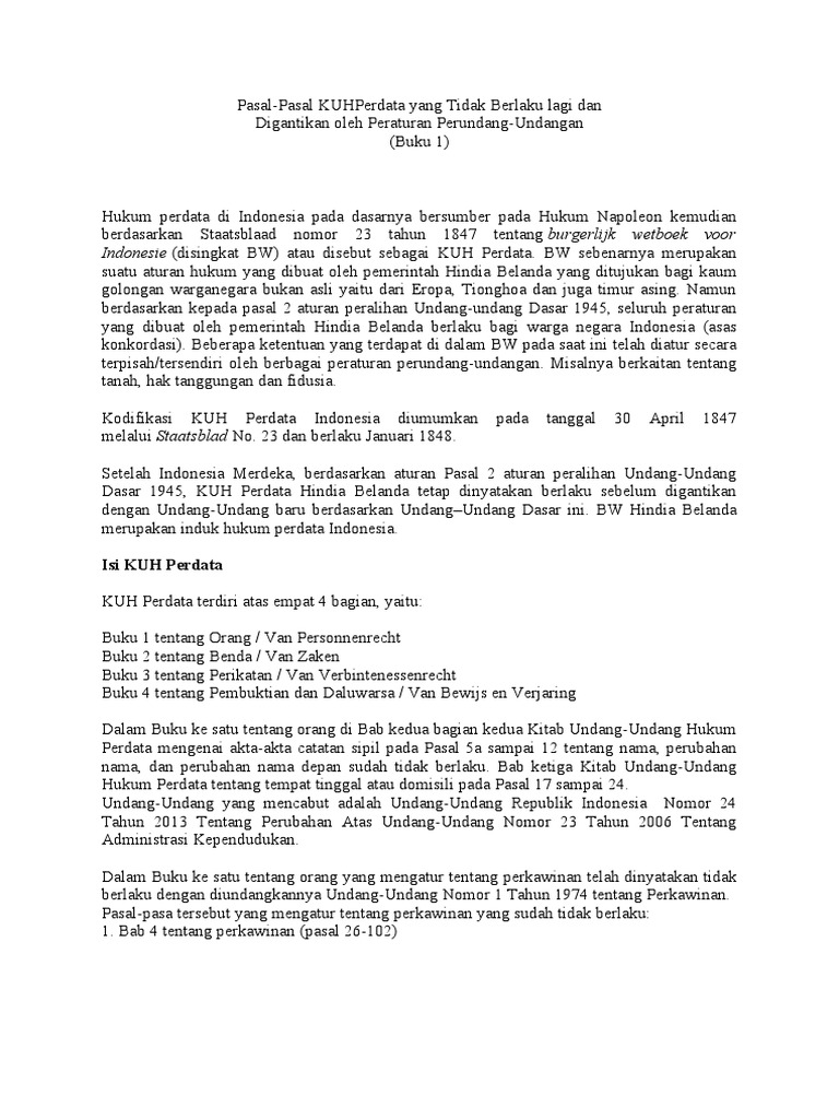 Pasal-Pasal KUHPERDATA | PDF