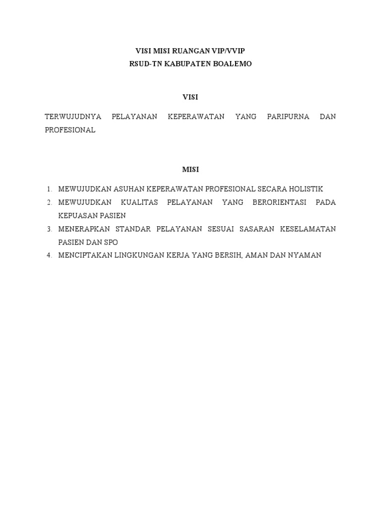 Visi Misi Ruangan Vip | PDF