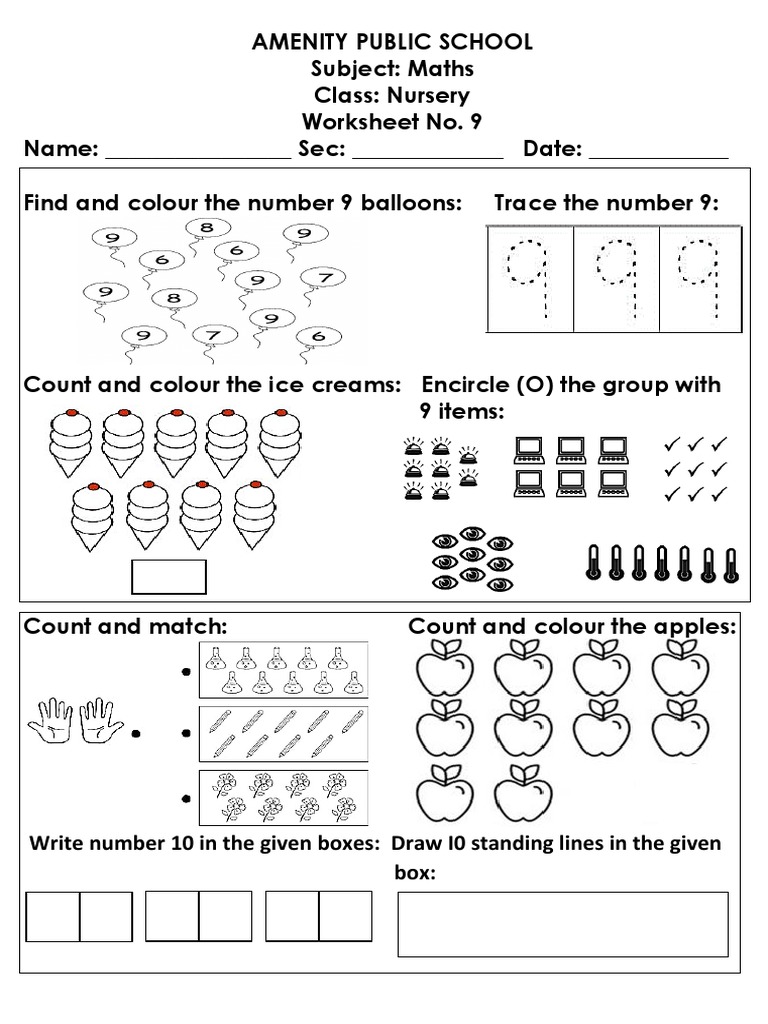 Nursery Maths Homework | PDF | Teaching Methods & Materials