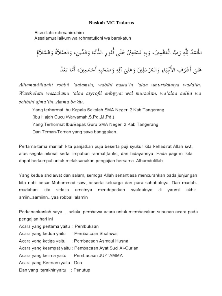 Teks MC Pengajian | PDF
