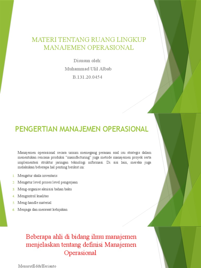 Ruang Lingkup Manajemen Operasional | PDF