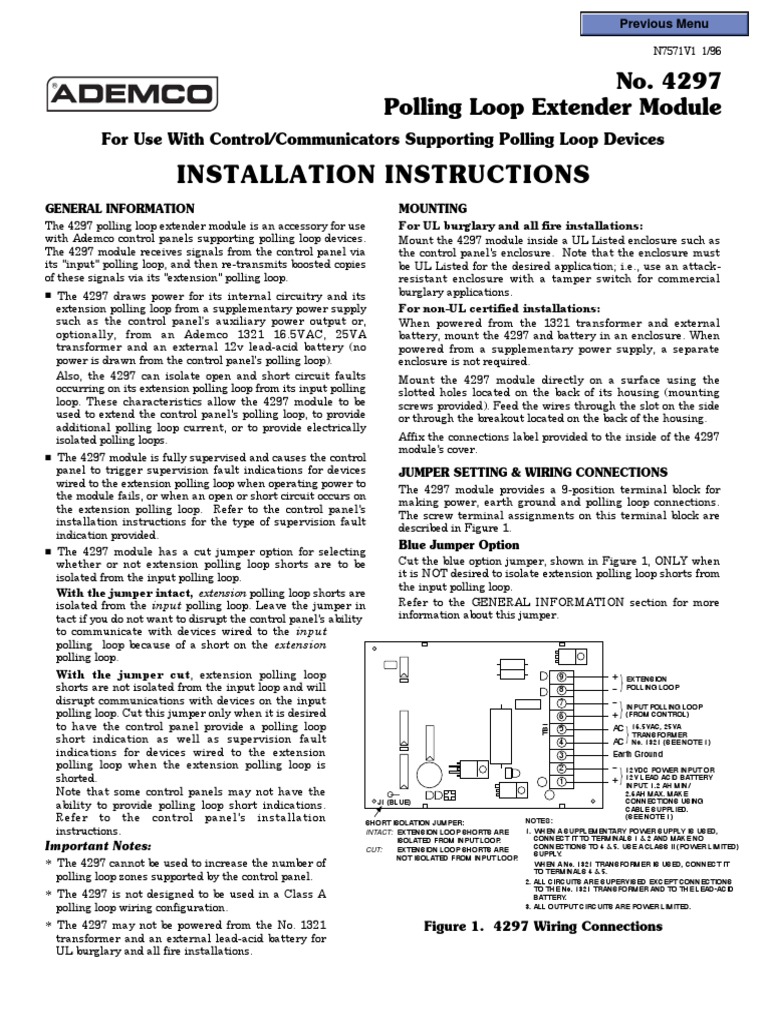 4297 Polling Loop Extender Module | PDF | Power Supply | Electrical ...