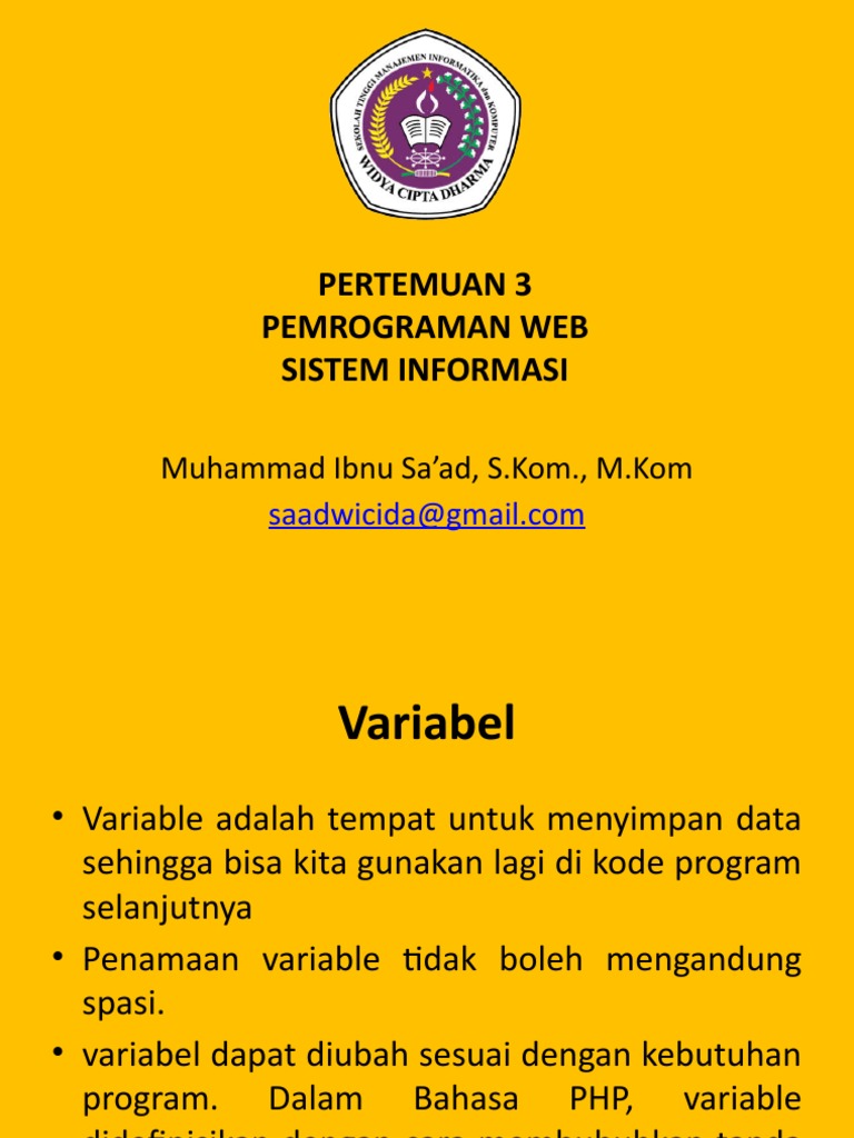 PERTEMUAN 3 - Variabel Dan Operator | PDF
