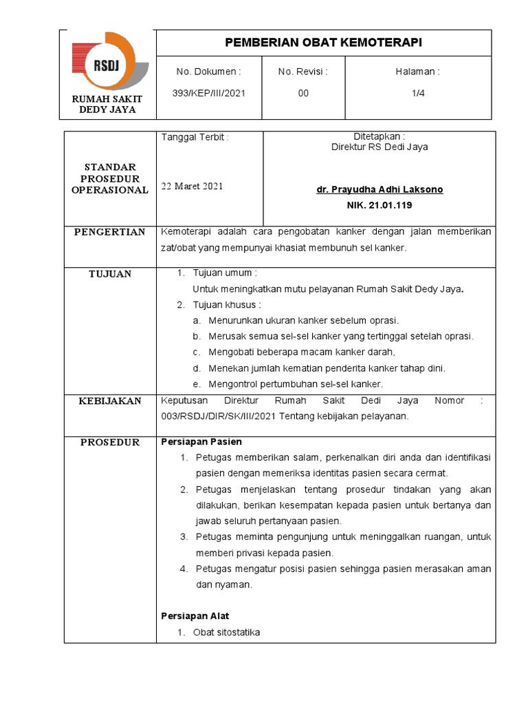 Pemberian Obat Kemoterapi | PDF