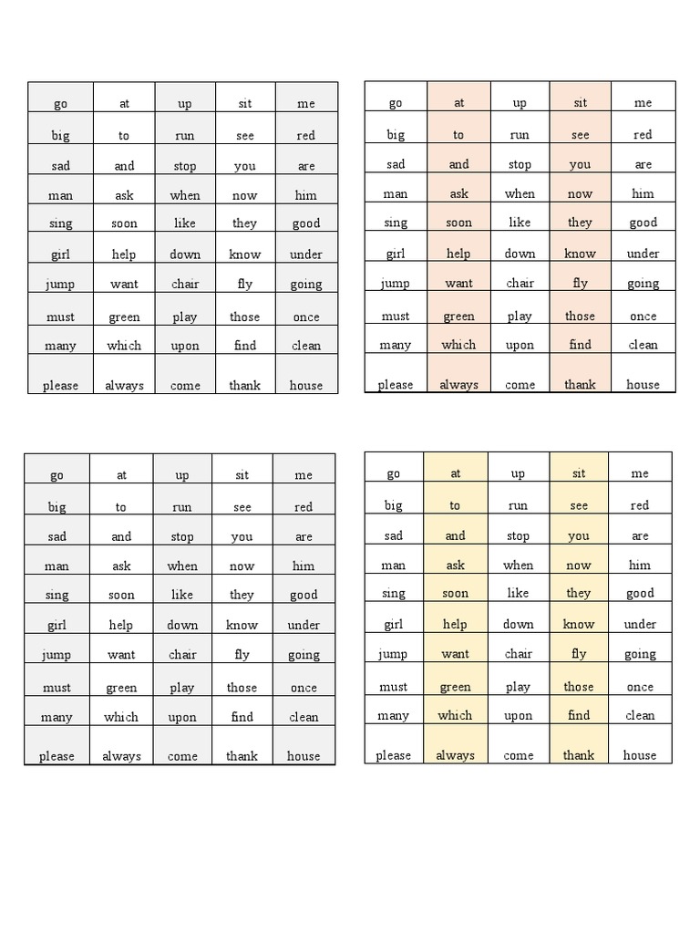 EGRA - Grade 3 Sight Words | PDF