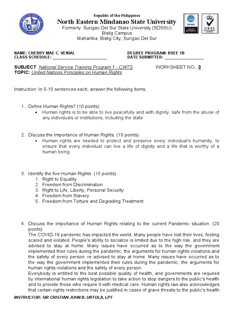 VENIAL Worksheet-3 | PDF
