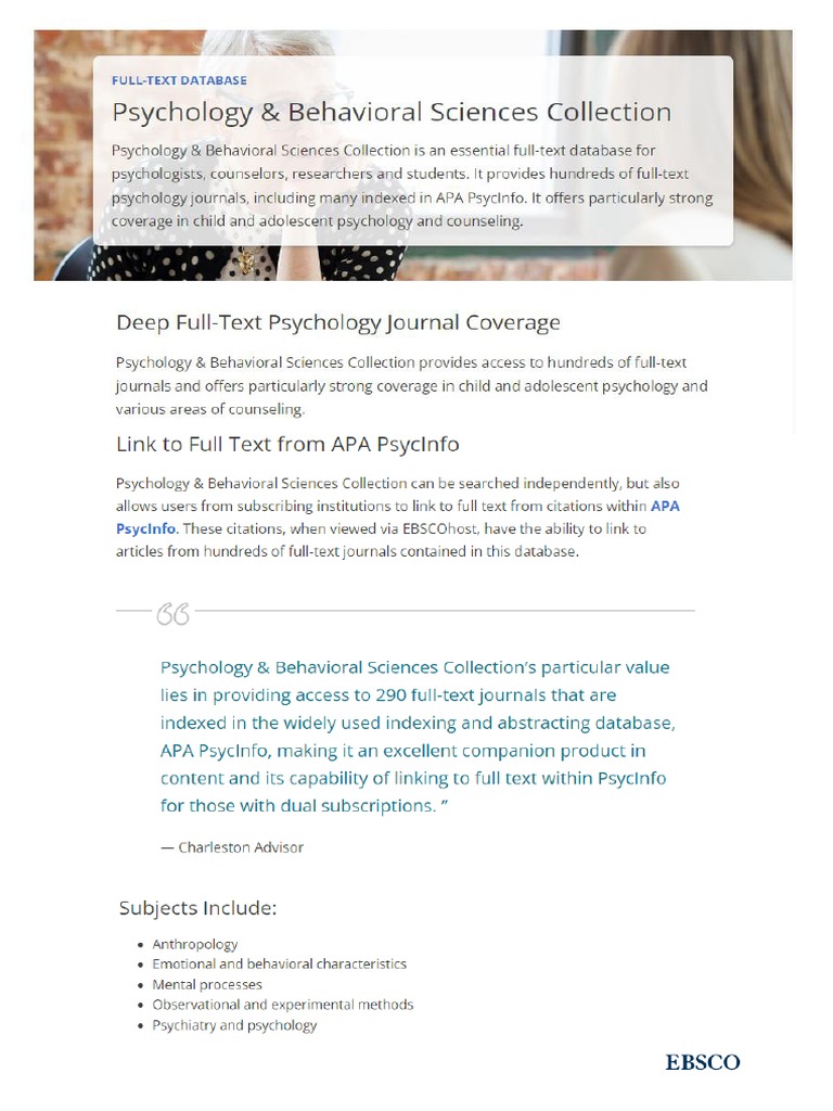 Psychology & Behavioral Sciences Collection | PDF