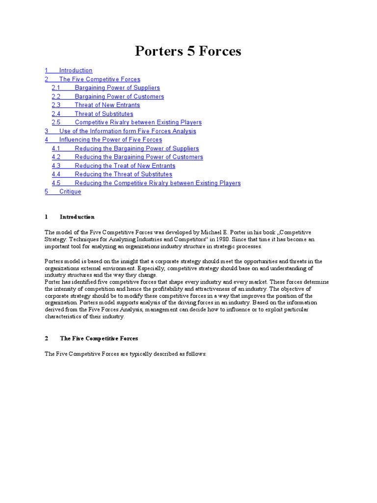 Porters 5 Forces | PDF