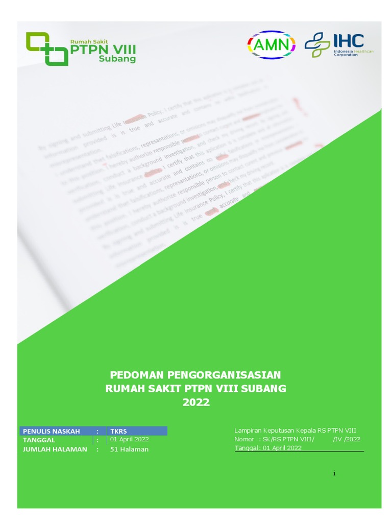 Pedoman Manajemen RS PTPN VIII Subang | PDF | Kesehatan Holistik ...