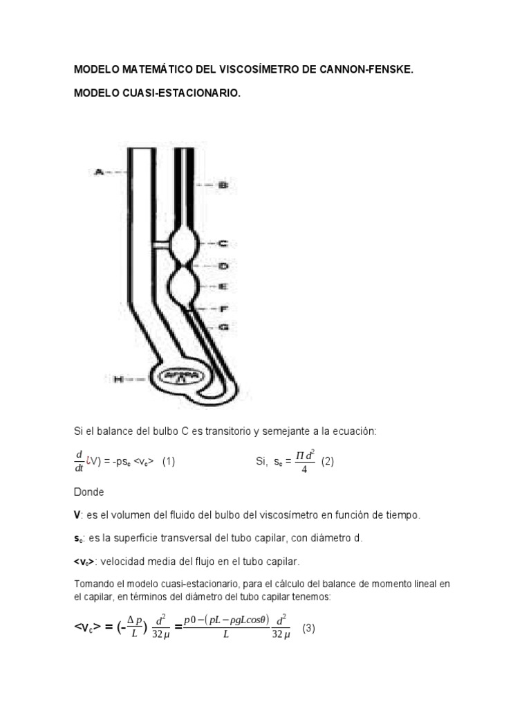 Modelo Matemático Del Viscosímetro de Cannon | PDF | Viscosidad | Química