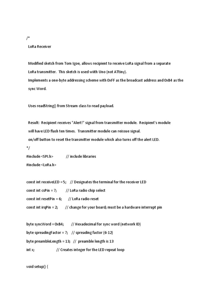 LoRa Receiver Setup Guide | PDF | Computers