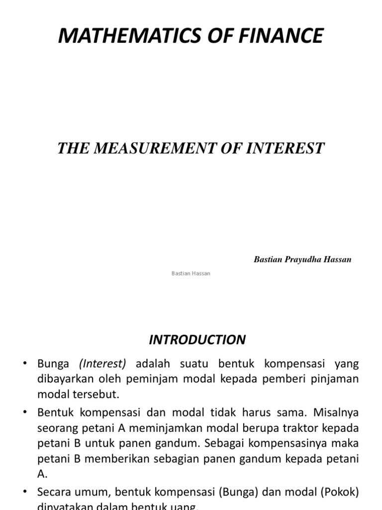 Mathematics of Finance: The Measurement of Interest | PDF