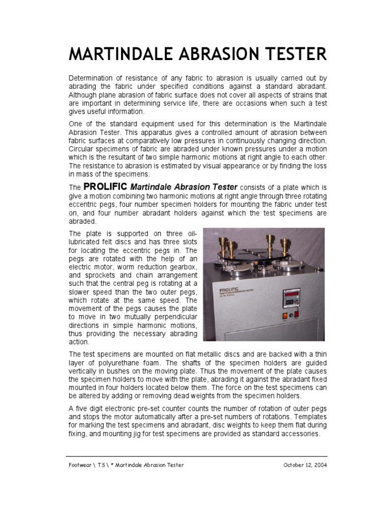 @ Abrasion Tester - Martindale Abrasion Tester | PDF | Materials ...
