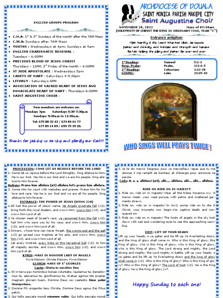 English Church Service Schedule | PDF | Lamb Of God | Jesus