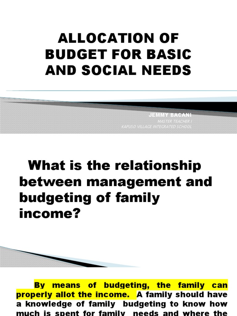 Allocation of Budget For Basic and Social Needs | PDF