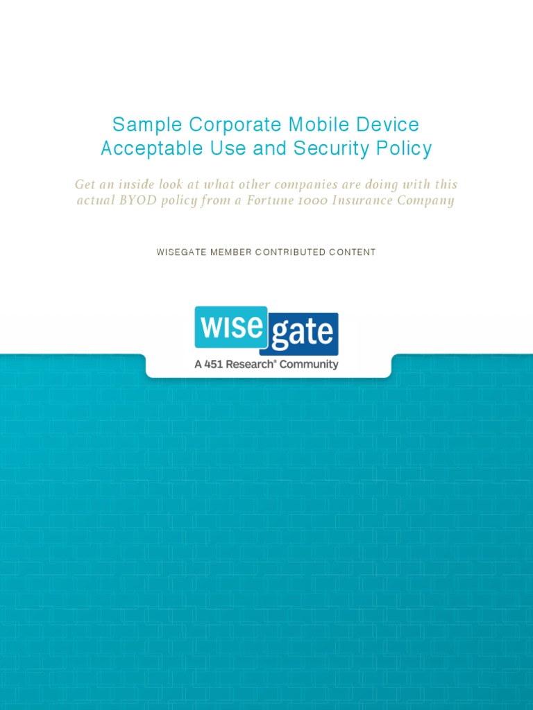 Wisegate Sample Byod Policy | PDF | Ios | Security