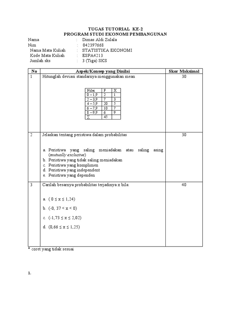 TUGAS 2 Statiska TUTORIAL K2 | PDF